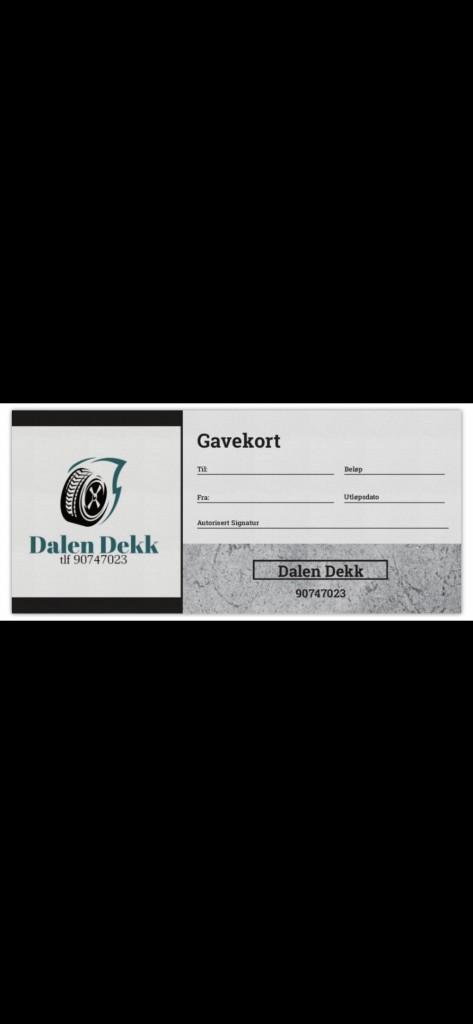 Gavekort 500,- | Dalen dekk